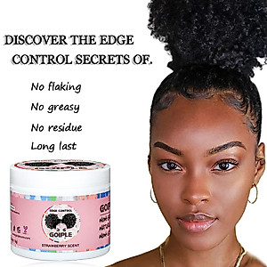 Goiple Edge Control Wax for Women Strong Hold Non-greasy Edge Smoother, Edge Wax Styling Tamer Edge Control for Black Hair No Flaking, White Residue, Shine and Smooth Strawberry Scent 4oz