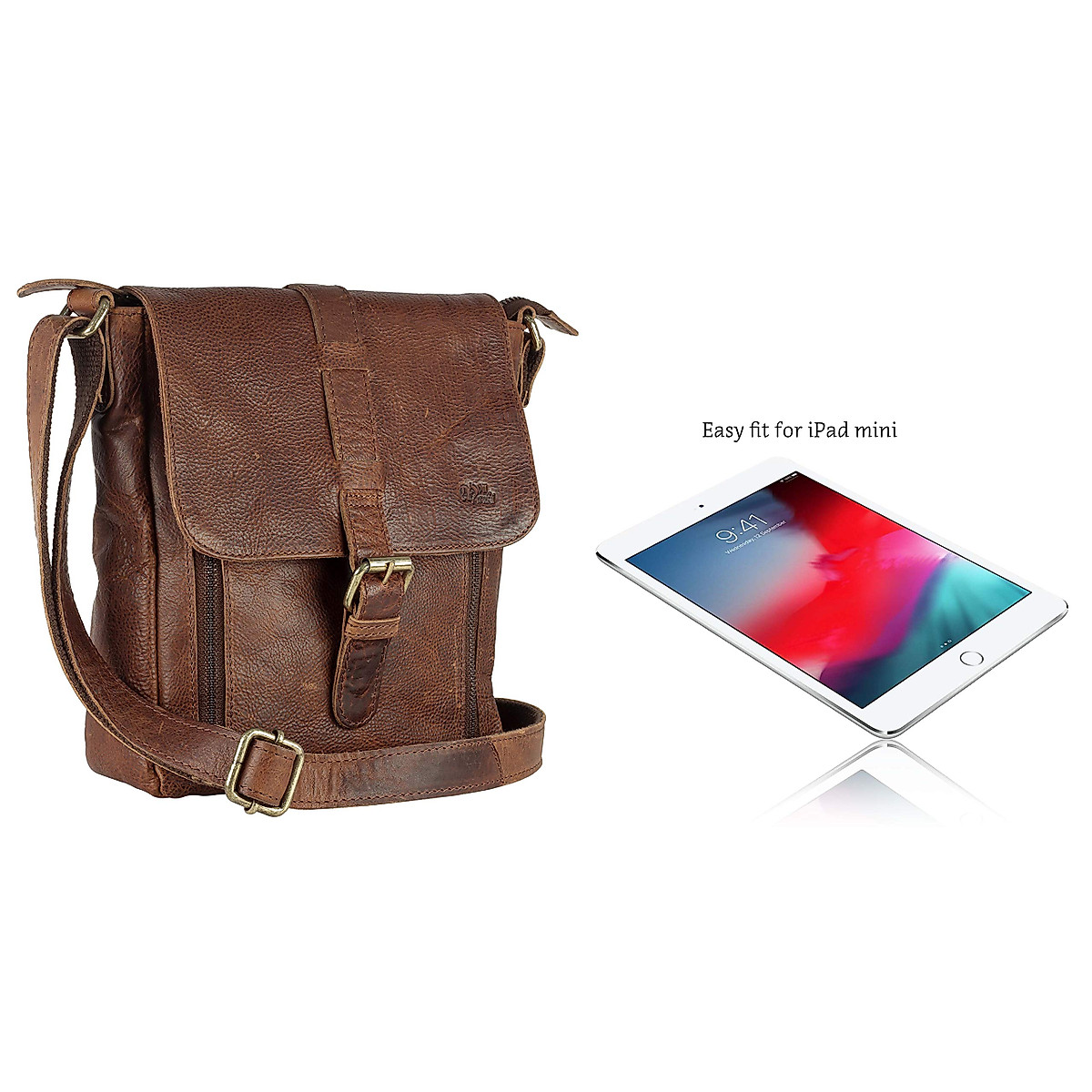 Mou Meraki Genuine Leather Brown Crossbody Purse and Handbags - Crossover Bag Over the Shoulder