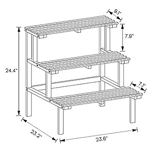 MoNiBloom 3 Tier Stair Style Wood Plant Stand, Flower Pot Display Rack Stand Holder for Indoor Outdoor Patio Lawn Balcony Garden Lawn Home, White