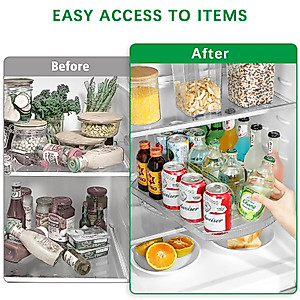 Lazy Susan Turntable Organizer for Refrigerator, 360° Rotate Fridge Organizers and Storage, 16.54 Inches Rectangle Lazy Susan Organizer for Fridge, Cabinet, Pantry