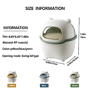 Benshukam Mini Ninja Desktop Flip Cute Small Trash Can with Lid for Bathrooms, Kitchens, Offices, Waste Basket for Dressing Table(Green)