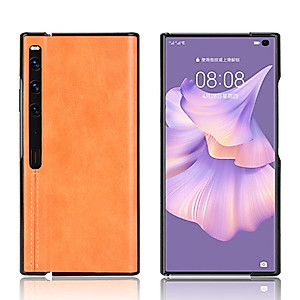 Kukoufey Case for Huawei Mate Xs 2, Retro PU Leather Ultra Slim Shockproof Case, Yellow