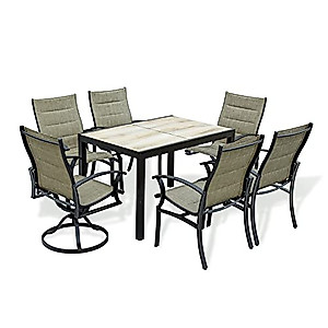 Domi Patio Dining Chairs Set of 2,Bistro Metal Steel Chair with Textilene Mesh Fabric,Outdoor Armchair for Outside Porch,Balcony,Garden,Backyard