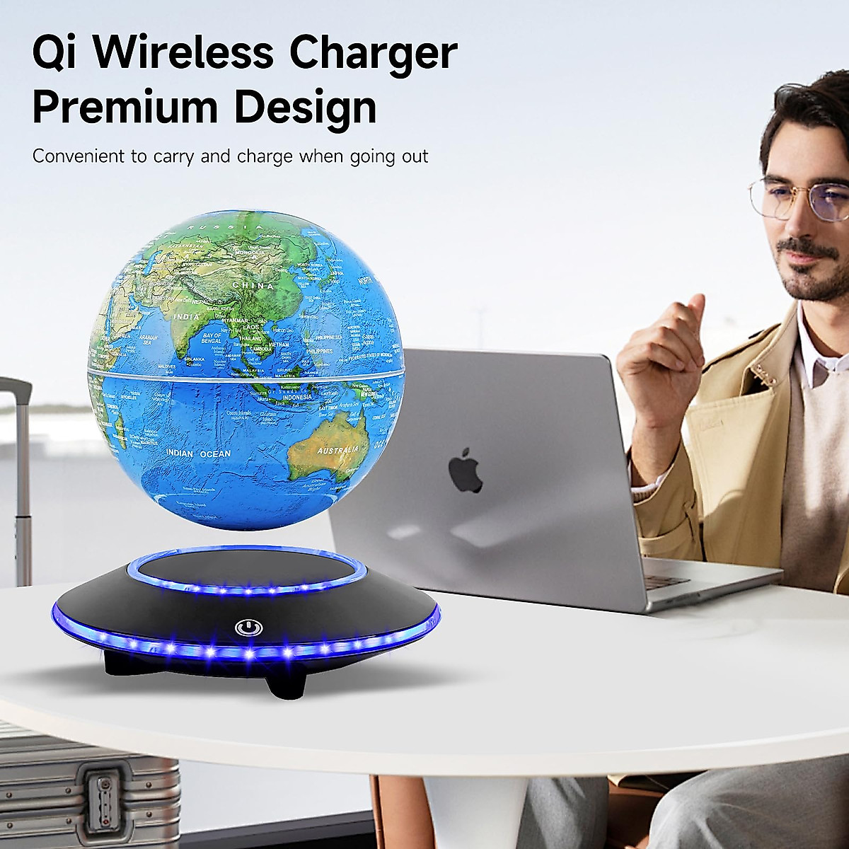 Magnetic Levitating Globe,Cool Gadgets Auto- Rotating Globes Floating Globe World Map Office Decor with LED Light Base for Children Educational Gift Home Office Desk Decoration (6 Inch)