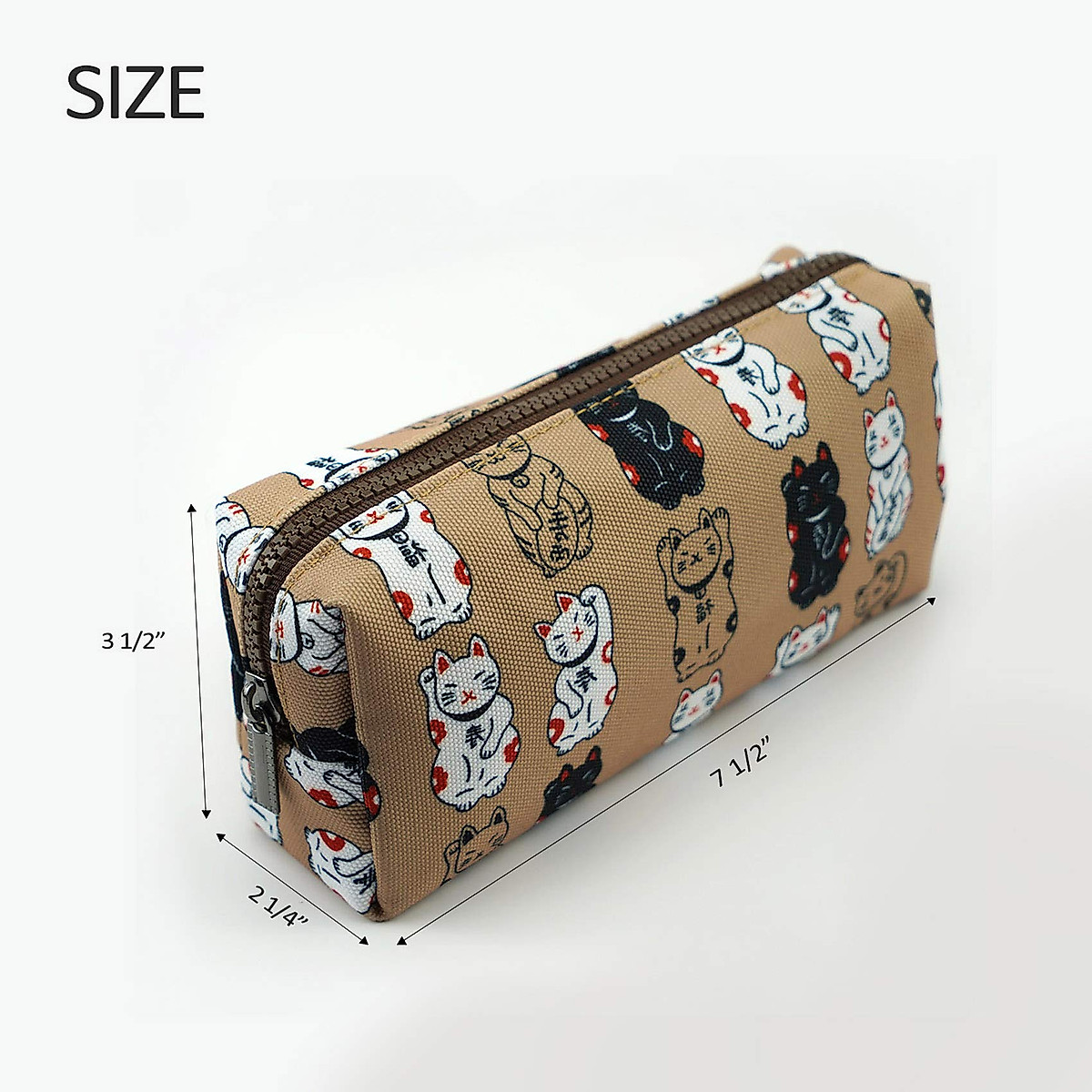LParkin Lucky Japanese Cat Pencil Case Cute Maneki Neko Cat Pencil Bag Pouch Case Makeup Cosmetic Bag Kawaii Gadget Box Stationary