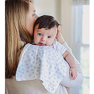 Burt's Bees Baby - 5 Pack of Burp Cloths, 100% Organic Cotton (1 Cloud, 1 Solid Color, 1 Honey Bee, 1 Stripe, 1 Alphabet Bee Print, Heather Grey)