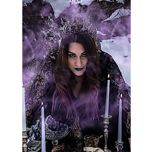 SWEETV Gothic Crown Pageant Tiara for Women, Black Queen Tiaras and Crowns, Witch Costume Party Accessories for Wedding Halloween Prom