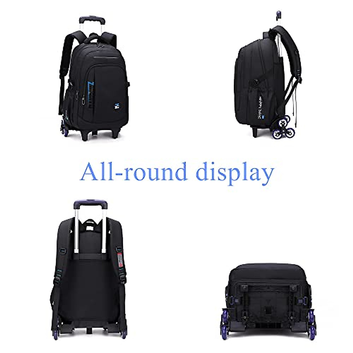 YJMKOI Large Capacity Trolley Backpack for Boy Middle School Rolling Bookbag Carry-on Luggage School Bagwith Wheels