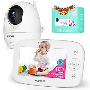 Baby Monitor with Camera and Audio 【2022 Upgraded】, Video Baby Monitor with Night Vision, Baby Camera Monitor, Baby Monitors, PTZ, Motion Detection, Auto Tracking, Temperature Monitor, 2-Way Talk