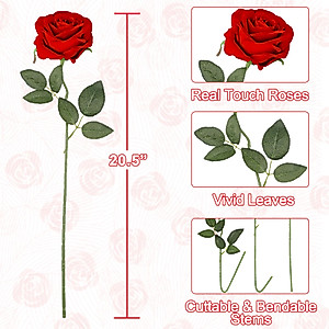 Luyue Artificial Rose Flowers 10 Pack Fake Silk Roses with Long Stems Bridal Wedding Floral Bouquets Home Office Decor-Light Pink