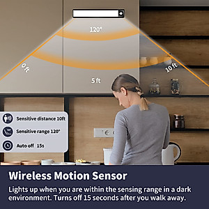 Aipolloo 3 Pack Under Cabinet Lighting Motion Sensor, 31 LED Magnet Closet Lights, Battery Operated Rechargeable Lights, Wireless Magnetic Under Counter Light for Kitchen- HW20