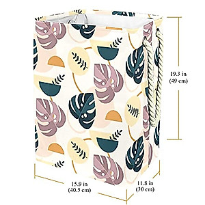 DEYYA Waterproof Laundry Baskets Tall Sturdy Foldable Retro Leaves Print Hamper for Adult Kids Teen Boys Girls in Bedrooms Bathroom
