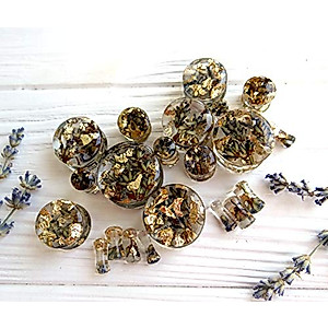 Eternity31 Lavender bridal plugs jewelry gold wedding gauges real flower plugs ear tunnels floral plugs (40mm / 1 9/16" / Pair)