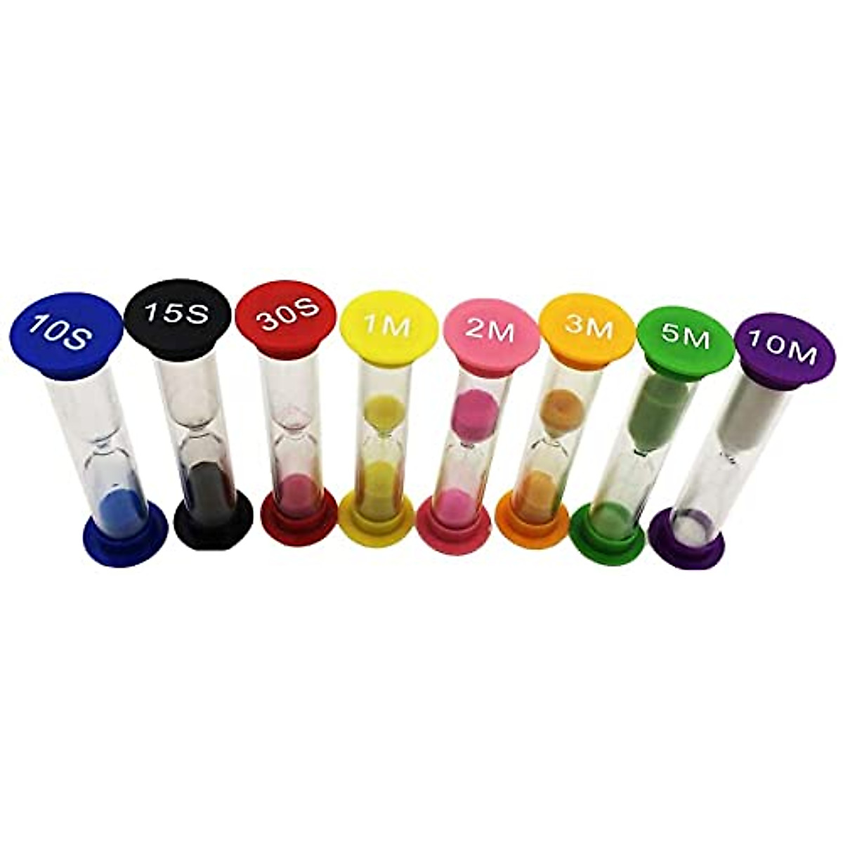 Inzopo 8Pcs Hourglass Sand Timer Sandglass Sand Clock Timer Game Timer Hourglass Timer Sand Clock Timer for Games Classroom Home Office, 10/15/ 30 Seconds & 1/2/ 3/5/ 10 Minutes