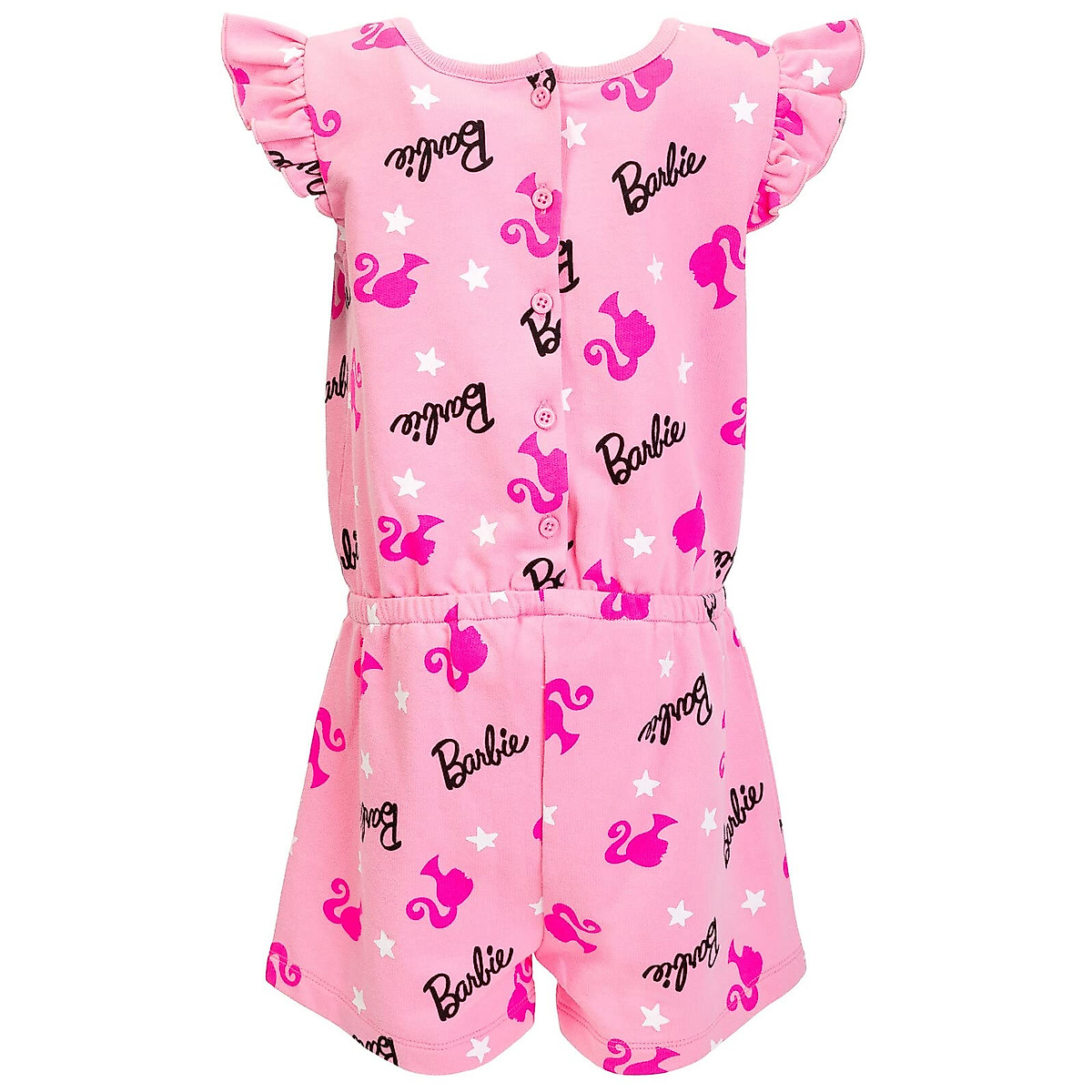 Barbie Toddler Girls French Terry Sleeveless Romper Pink 4T