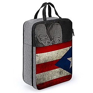 Frcavbin American Retro Puerto Rican Flag Travel Shoe Bag Shoes Carrier with Handle and Zipper Foldable Shoe Puches Organizer for Home storage School starts