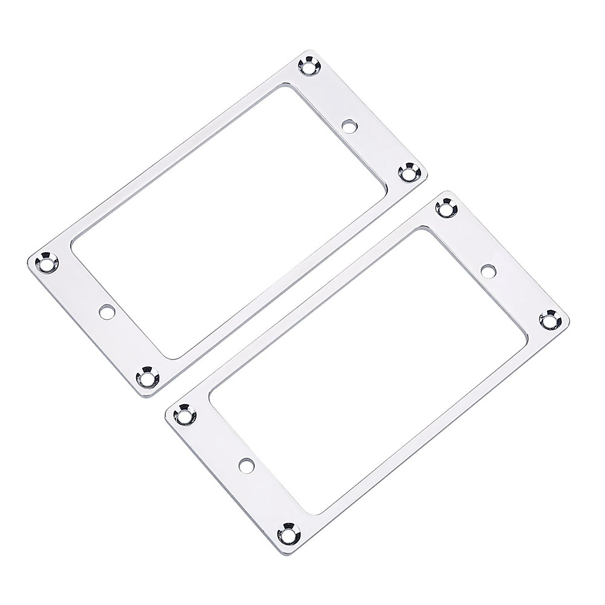 2 Pcs Metal Flat Humbucker Cover Guitar Pickup Frame Mounting Ring (Silver) Chrome Pickup Rings Humbucker Mounting Ring Chrome Guitar Pickup Rings