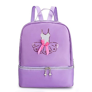 Yitengteng Ballet Dance Backpack for Little Girls Ballerina Purple Bag for Dance Toddler Dance Bag Gymnastics Latin Dance Yoga Tap Dance Jazz Storage Bag