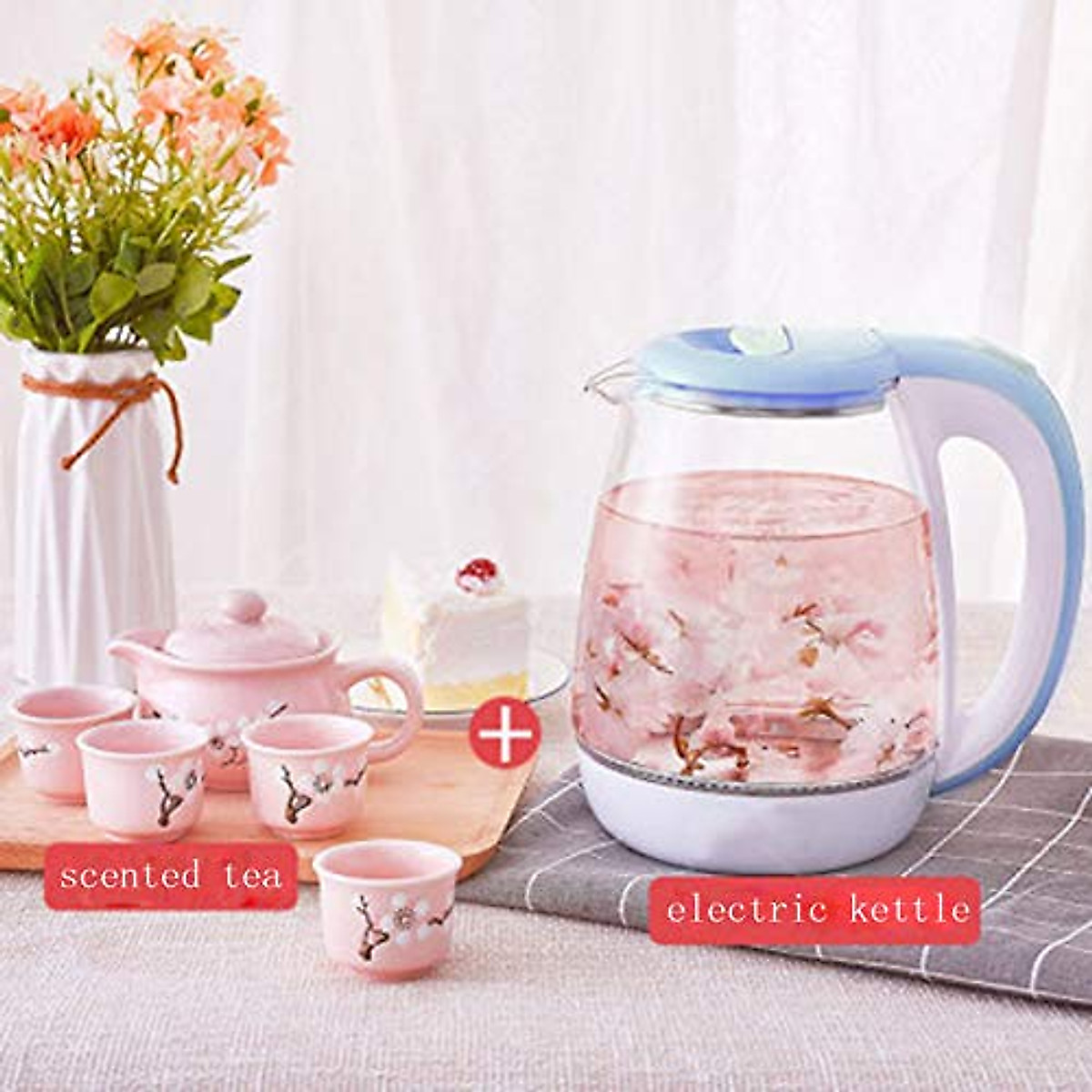 Electric Kettle, Multi-Function Teapot,Kettle, Temperature Control Kettle, Health Kettle, Automatic Thickened Glass Teapot Stainless Steel Heating Base Kettle (Color : B, Size : A)