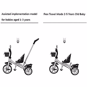 Stroller Wagon Tricycle Trike Kids' Trikes Pedal Cars Children's Tricycle with Removable Parents Push Handle Retractable Footrest Pedal Boys Girls Kids Bike Toddler Scooters Pushchairs with Adjustable