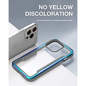 RAPTIC Shield for iPhone 13 Pro Case, Shockproof Protective Clear Case, Military 10ft Drop Tested, Durable Aluminum Frame, Anti-Yellowing Technology Case for iPhone 13 Pro, Iridescent