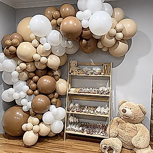 TEDREN 127PCS Balloon Garland Arch Kit Coffee Brown White Latex Balloons Kit for Garland Theme Party Birthday Baby Shower Wedding Decorations (Coffee)