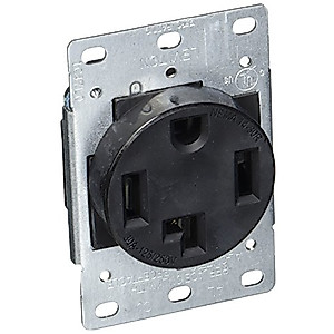 Leviton 278-S00 4-Wire, 30-Amp, 250V Flush Mount Dryer Receptacle,Black