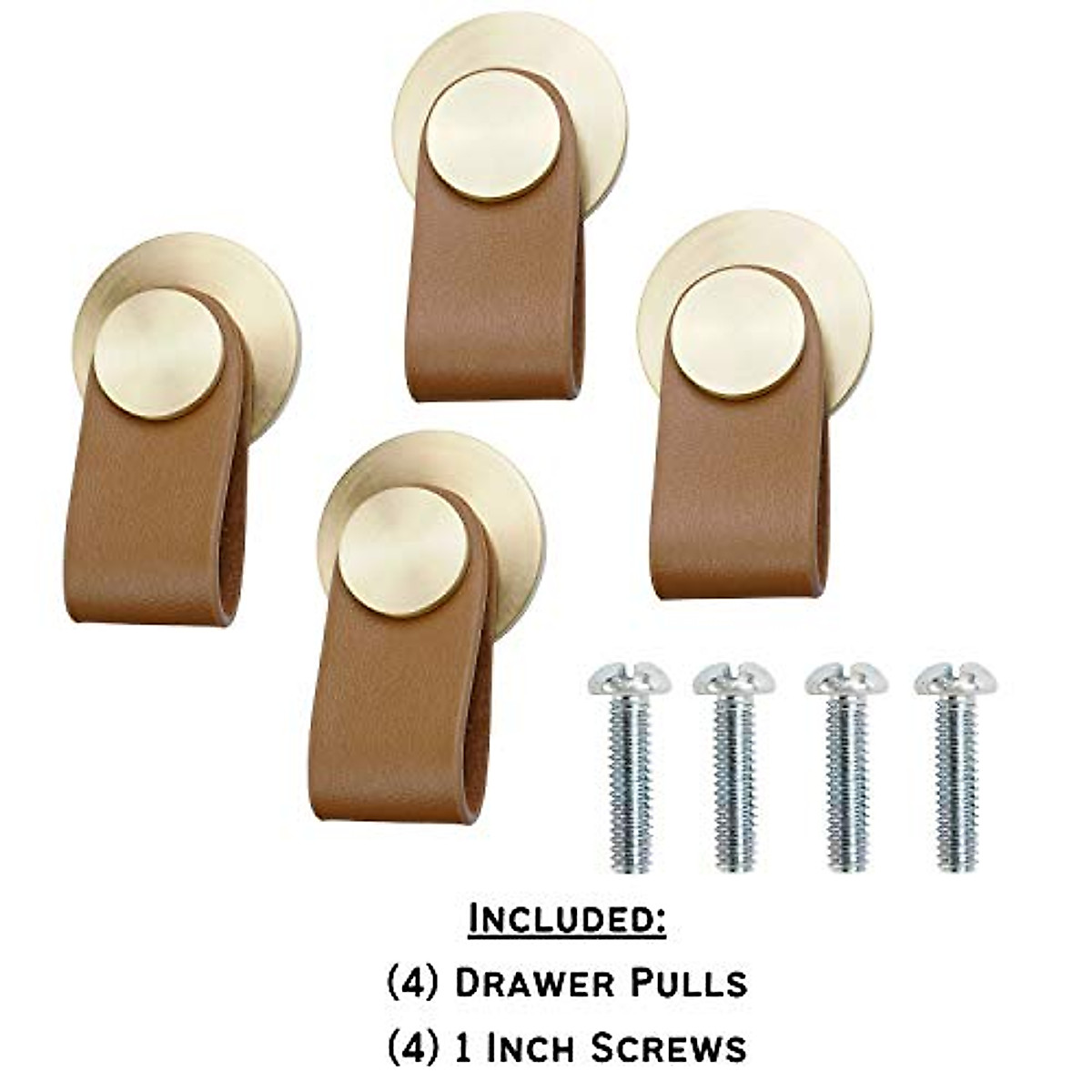 Happy Wicks Leather Pulls – Premium Faux Leather Cabinet Pulls – Set of 4 Leather Drawer Pull for Wardrobe, Kitchen, Bathroom – Heavy-Duty Design – Easy Installation – Modern and Simple Drawer Strap