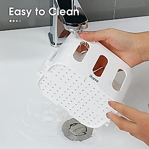 iHave Toothbrush Holders for Bathrooms, Tooth Brush Holder Bathroom Organizer Countertop, Electric Tooth Brushing Holder with 5 Slots and 2 Hanging Holes