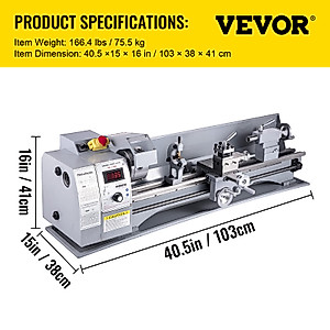 VEVOR Metal Lathe, 210x800 Mini Lathe Machine, 2500 RPM Variable Speed Change, 850W Precision Mini Lathe, Metal Working Lathe with Brushless Motor, Milling Machine for Various Metal Turning