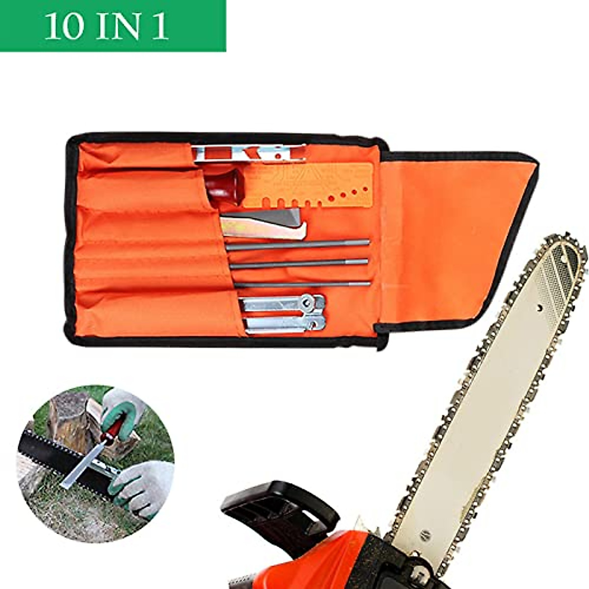Emoshayoga Chainsaw File Tool Kit, Easy to Carry Fast Filing and Cutting Chainsaw Sharpener File Set 10Pcs Original Wood Handle for Craft for Garden