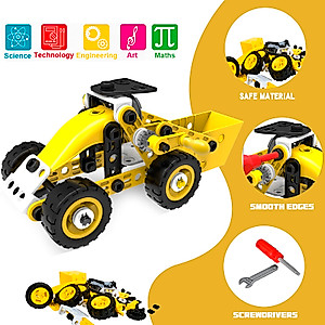 Stem Toys For 5 6 7 8 9+ Year Old Building Block Kit Stem Activities Projects Boy Toys Age 4-8 5-7 6-8 8-10 Creative Set Educational Engineering Excavator Construction Birthday Fun Christmas Idea Gift