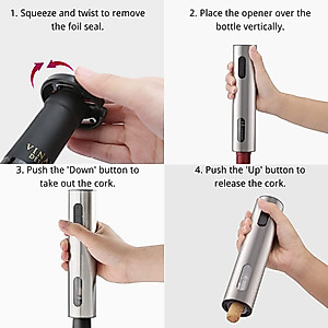 CIRCLE JOY Electric Wine Opener, USB Rechargeable Wine Bottle Opener, Automatic Corkscrew Set, Electronic Wine Opener, Sliver