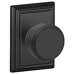SCHLAGE F10-BWE-ADD Bowery Passage Door Knob Set with Decorative Addison Rose fr, Matte Black