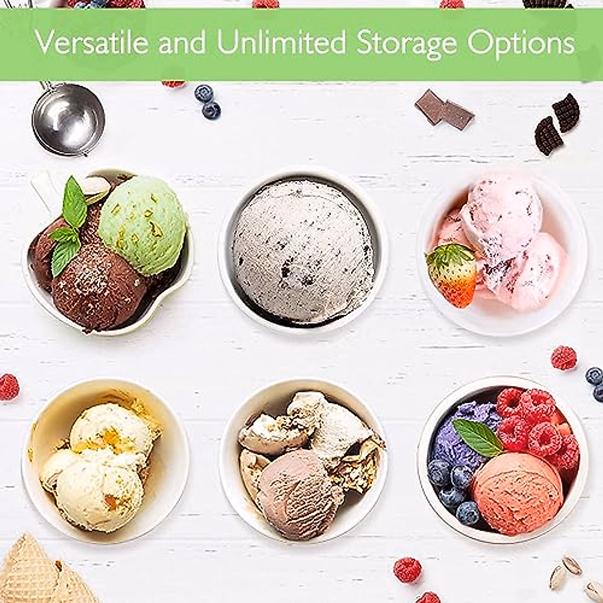 EVANEM 2/4/6PCS Creami Deluxe Pints, for Ninja Creamy Pints and Lids,16 OZ Creami Deluxe Airtight,Reusable for NC301 NC300 NC299AM Series Ice Cream Maker,Green-6PCS