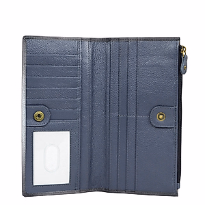 Anna by Anuschka Women's Hand-Painted Genuine Leather Two Fold Clutch Wallet - Vintage Garden Grey