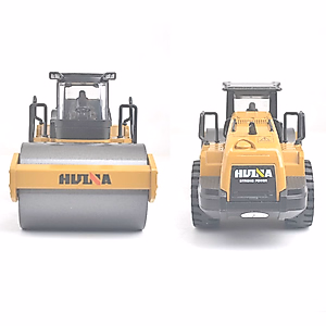 Ailejia 1/50 Scale Diecast Road Roller Toy Models Construction Vehicle Model Grader Engineering Road Planer Vehicle Toys for Kids (Road Roller)