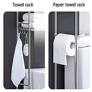 DYNN 3-Tier Stainless Steel Over The Toilet Storage with Paper Rack and Hooks Freestanding Space Saver Toilet Rack for Easy to Assembly