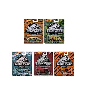 Hot Wheels Jurassic World 2022 Premium Pop Culture Complete 5 Car Diecast Set DLB45-946Q Release