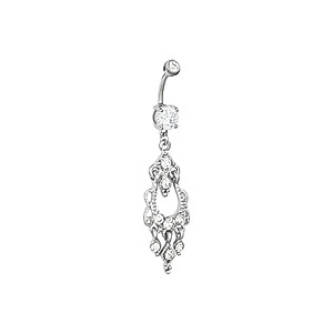 Forbidden Body Jewelry Surgical Steel Sexy Jeweled Chandelier Multi Crystal Dangle Belly Button Ring
