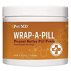 Pet MD Wrap A Pill Peanut Butter Flavored Pill Paste for Dogs - Make a Pocket to Hide Pills and Medication for Pets - 59 Servings