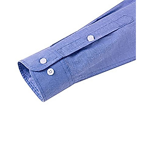 Alimens & Gentle Men's Solid Oxford Shirt Button Down Collar Long Sleeve Shirts with Pocket