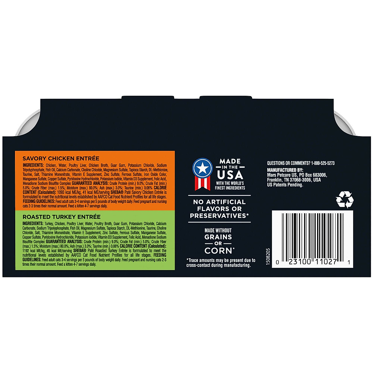 Sheba Perfect Portions Variety Pack Savory Chicken and Roasted Turkey Entrees Wet Cat Food, 2.64 oz., Count of 12