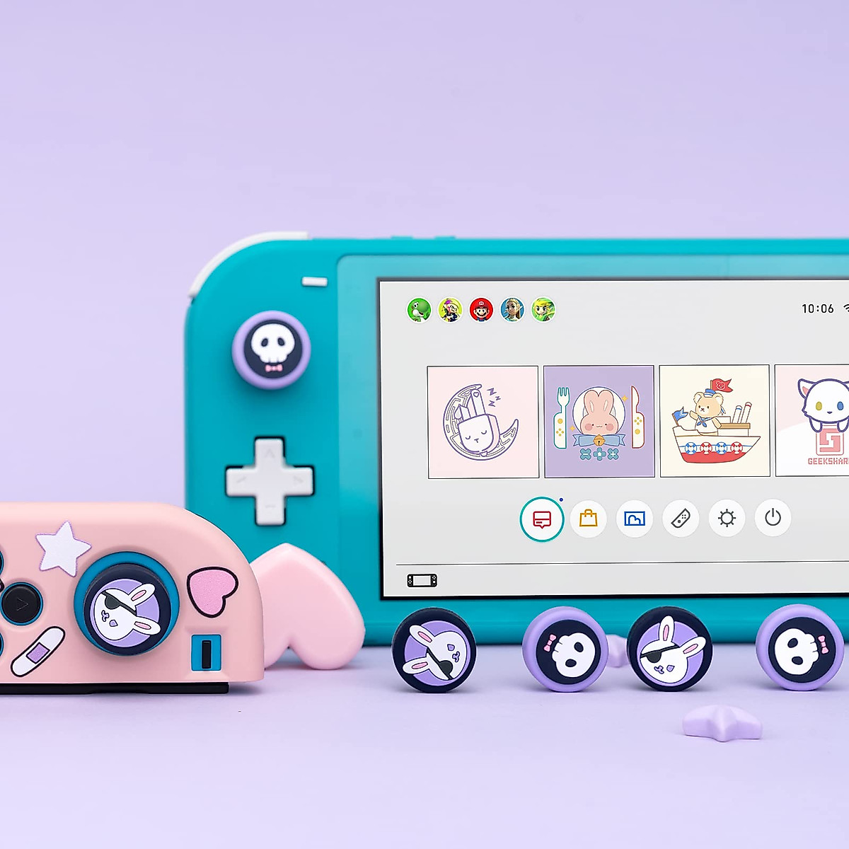 GeekShare Bandage Rabbit Thumb Grip Caps, Soft Silicone Joystick Cover Compatible with Nintendo Switch/OLED/Switch Lite,4PCS