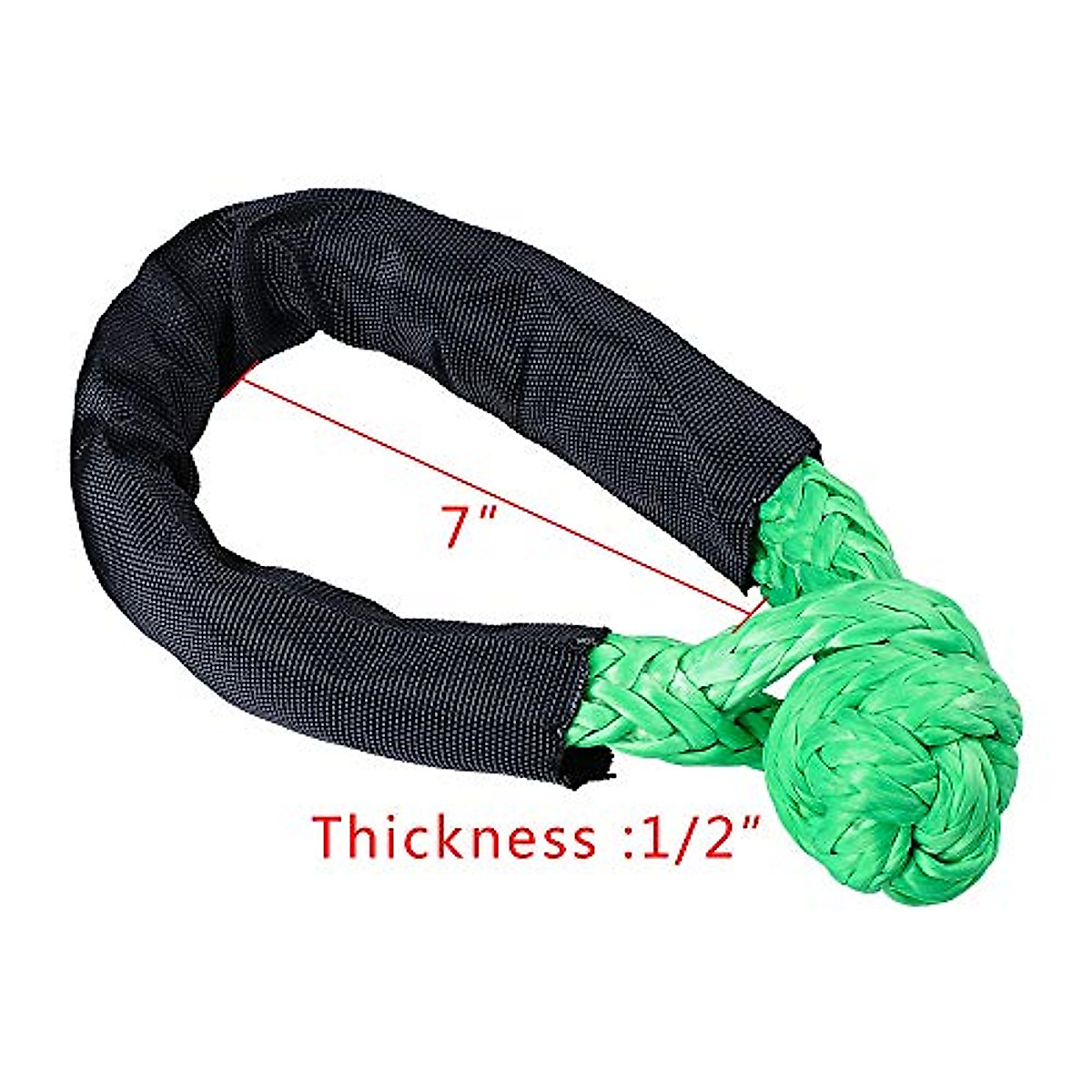 Astra Depot Winch Recovery Snatch Ring 41000lbs & 1/2" Protective Sleeves Soft Shackle for Towing Straps ATV UTV Truck 4WD Off-Road (Set, 2 Green Shackle&1 Blue Ring)