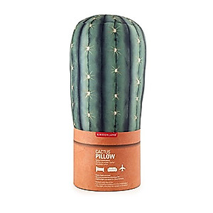 Kikkerland Cactus Plant Soft Plush Pillow Headrest for Home, Office, Travel