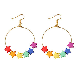 TIANBANGSHI Unique Cute Resin Dangle Drop Earring Funny Cartoonn Rainbow Color stars Drop Earrings Acrylic Tassel Earrings for Women Jewelry Gifts (Style-3)