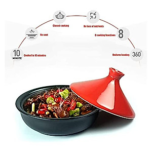 23Cm With Wooden Shovel Moroccan Tagine Pot Casserole Pot For Different Cooking Styles For Home Kitchen 22.5.29 (Color : Orange)