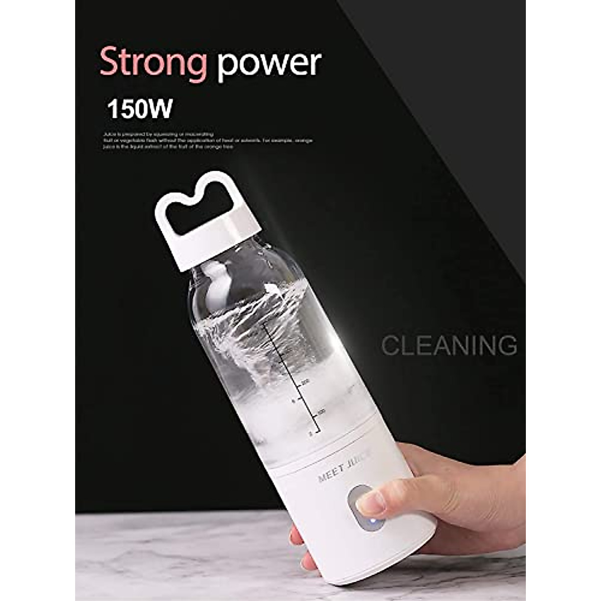 MEET JUICE Portable Personal Size Blender Mini Blender Large Capacity with 6 Blade Wireless Blender Making Shakes and Smoothies