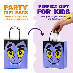 JOYIN 24 Pcs Halloween Colorful Bags with Handles, Paper Gift Bags for Trick-or-Treating, Halloween Party Favors and Supplies, Halloween Goodie Bags, Halloween Candy Bags